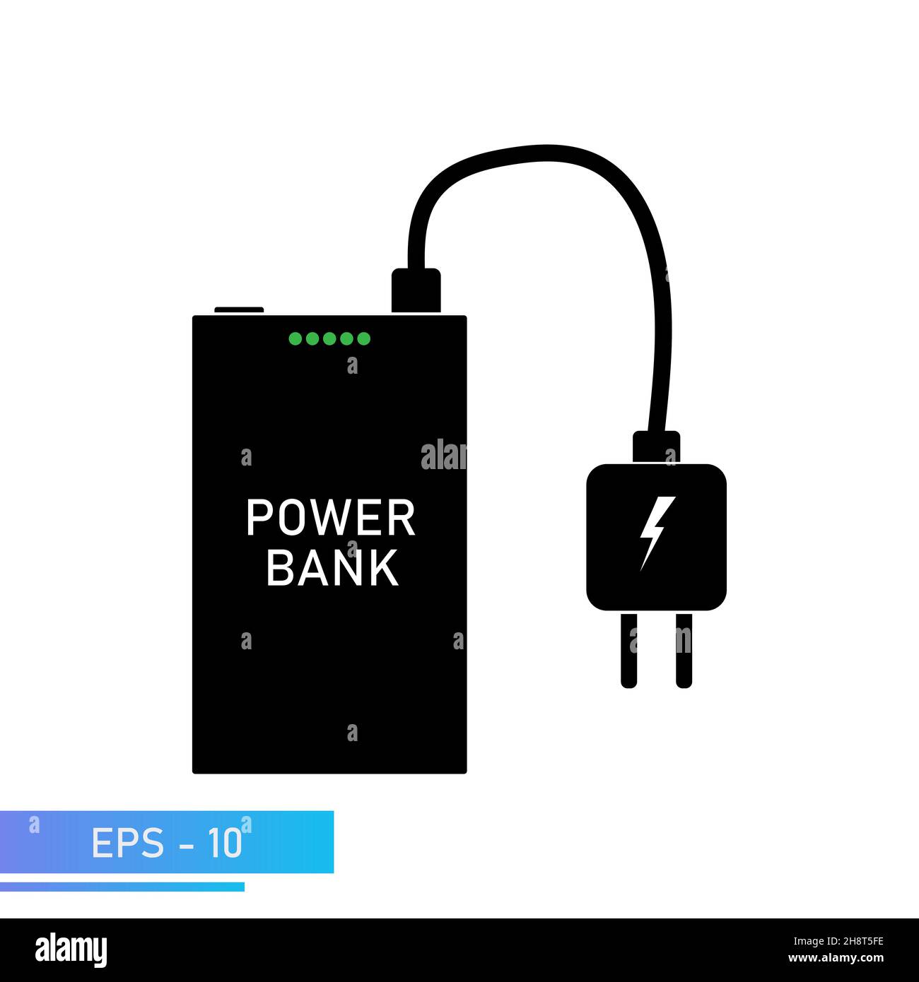 The power bank is charged from the power supply from the electrical ...