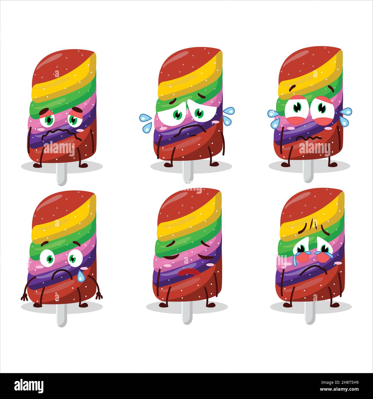 gummy candy rainbow cartoon character with sad expression. Vector ...