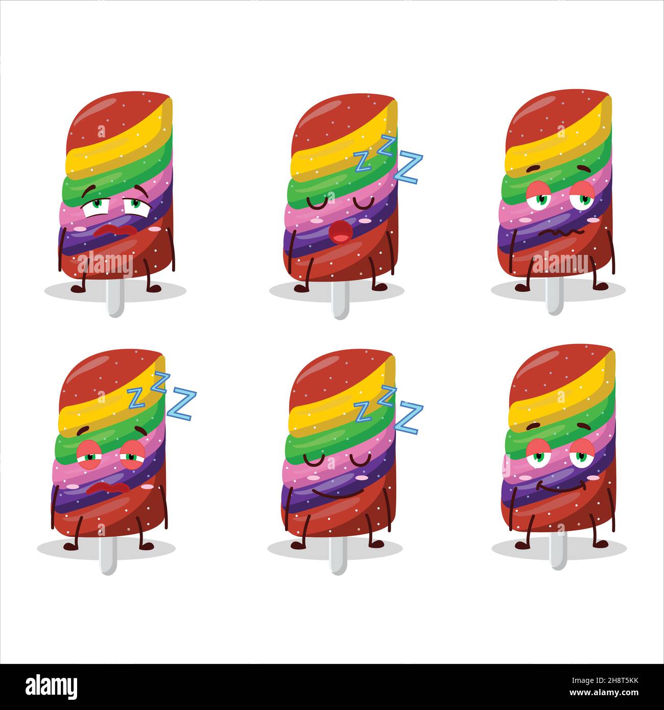 Cartoon character of gummy candy rainbow with sleepy expression. Vector ...