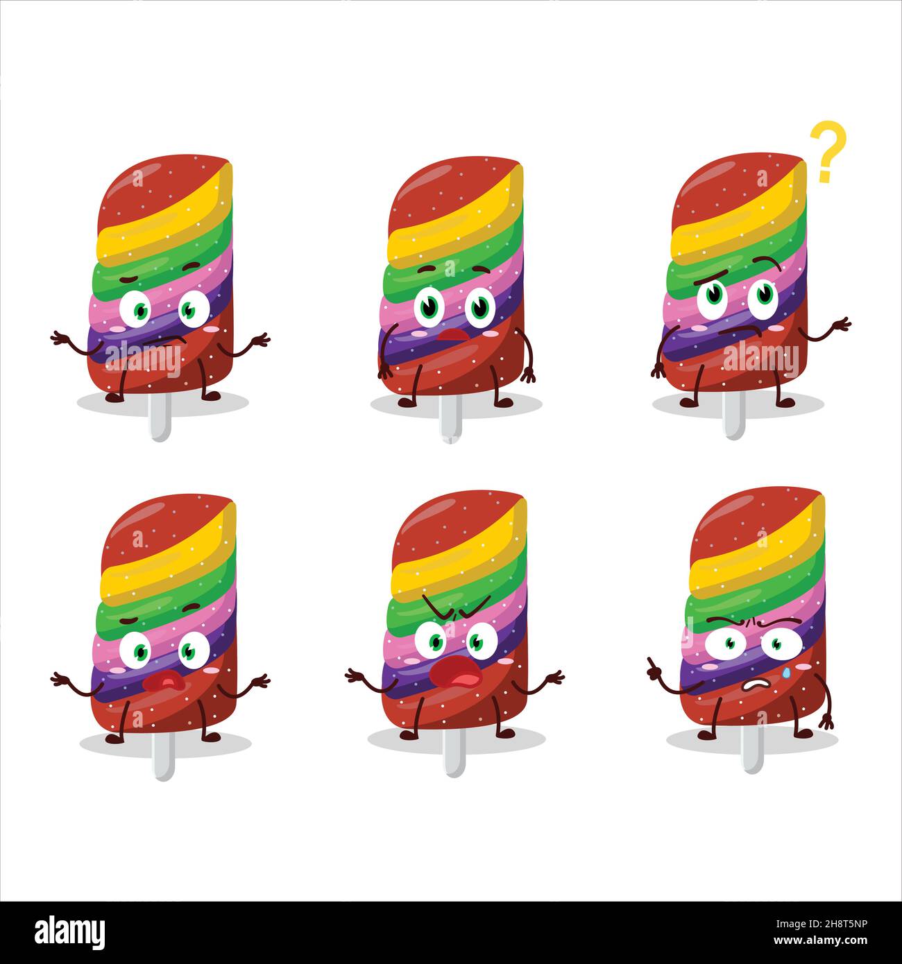 Cartoon character of gummy candy rainbow with what expression. Vector ...