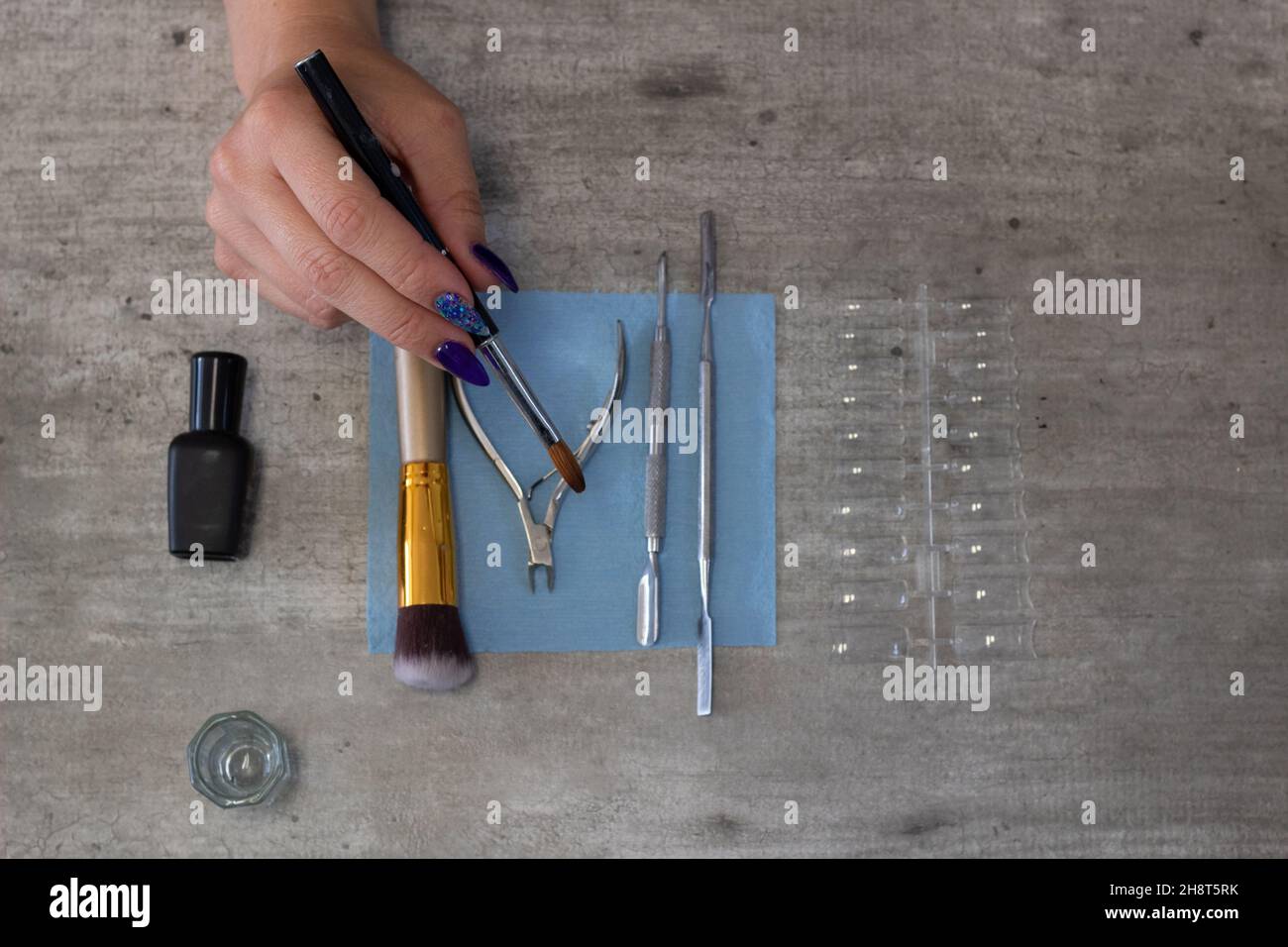 Still life of instruments and tools used in a beauty salon and ...