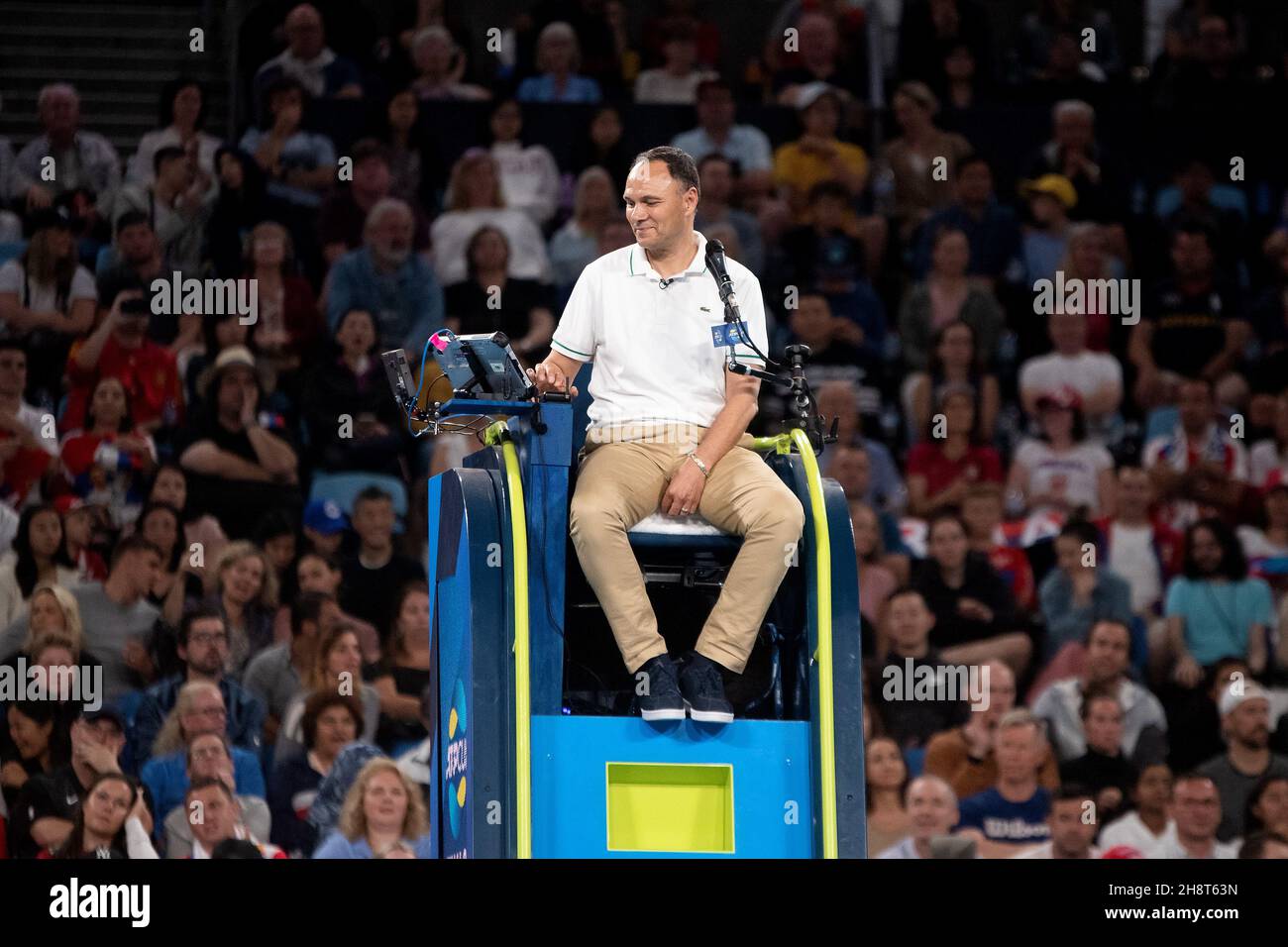 SYDNEY, AUSTRALIA - JANUARY 12: The umpire smiles during day ten of the ...