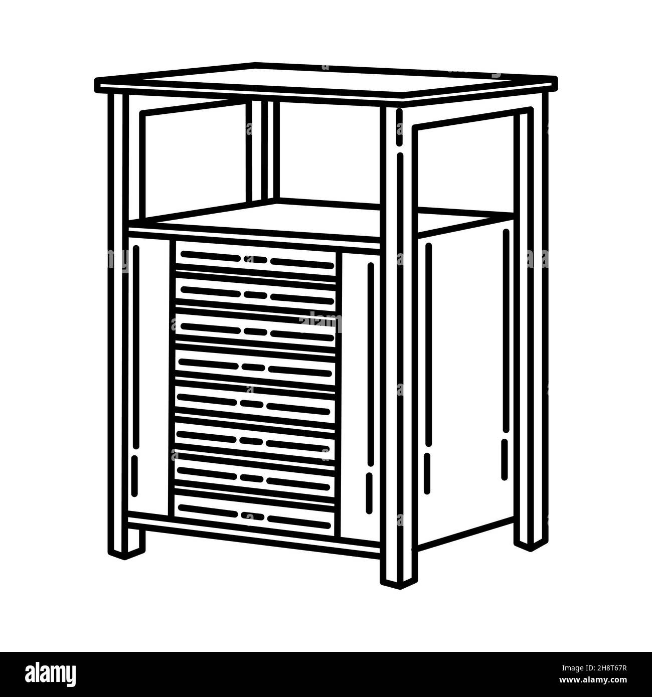 Bathroom Cabinet Part of Furniture and Home Tools Design Hand Drawn ...