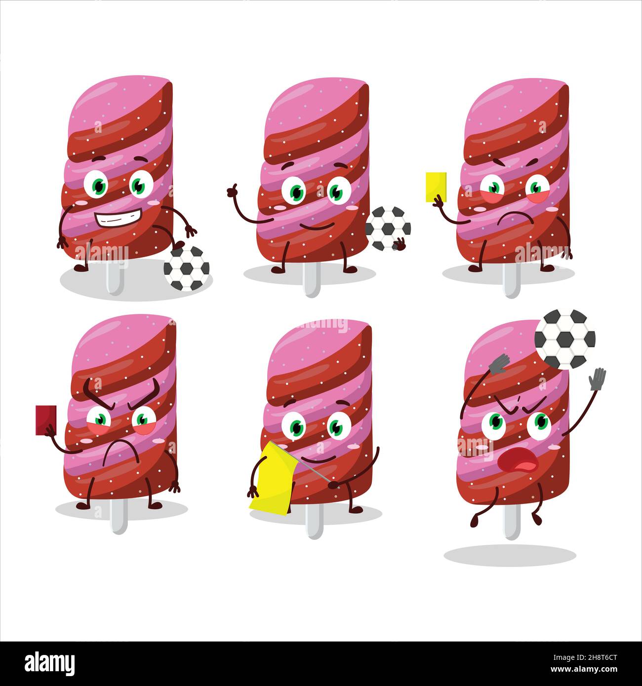 Gummy Candy Strawberry Cartoon Character Working As A Football Referee