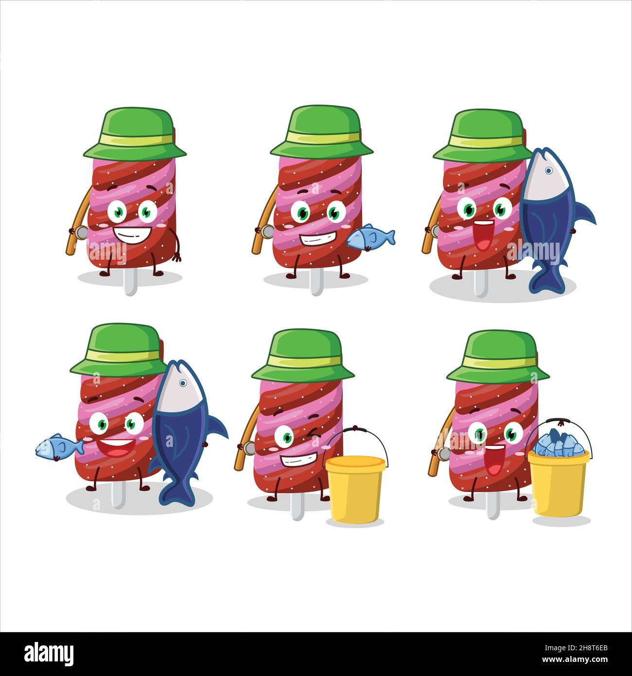 A fisherman gummy candy strawberry cartoon picture catch a big fish ...