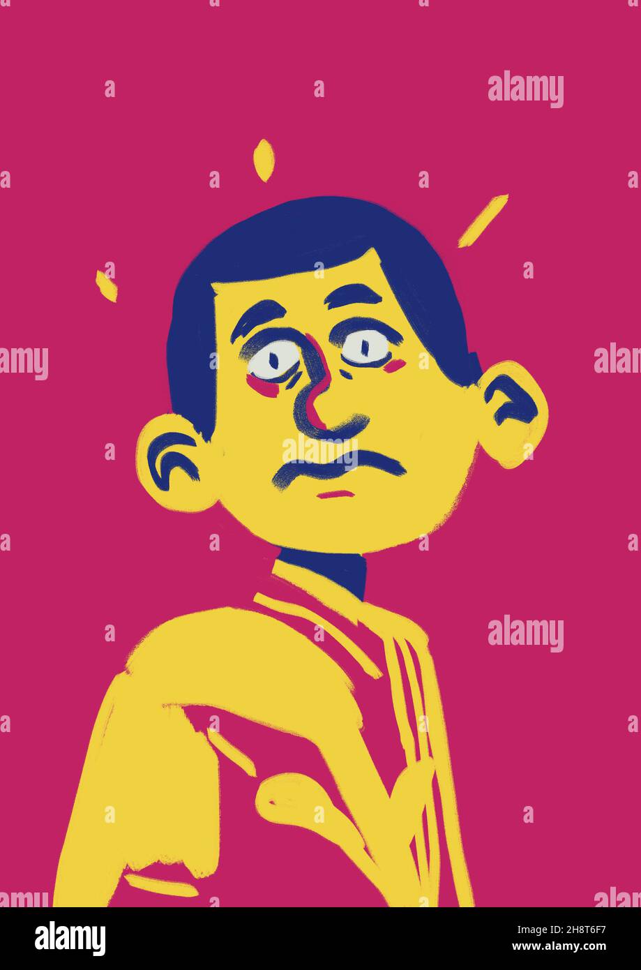 art and craft product worry guy and tired, big noise and yellow skin ...