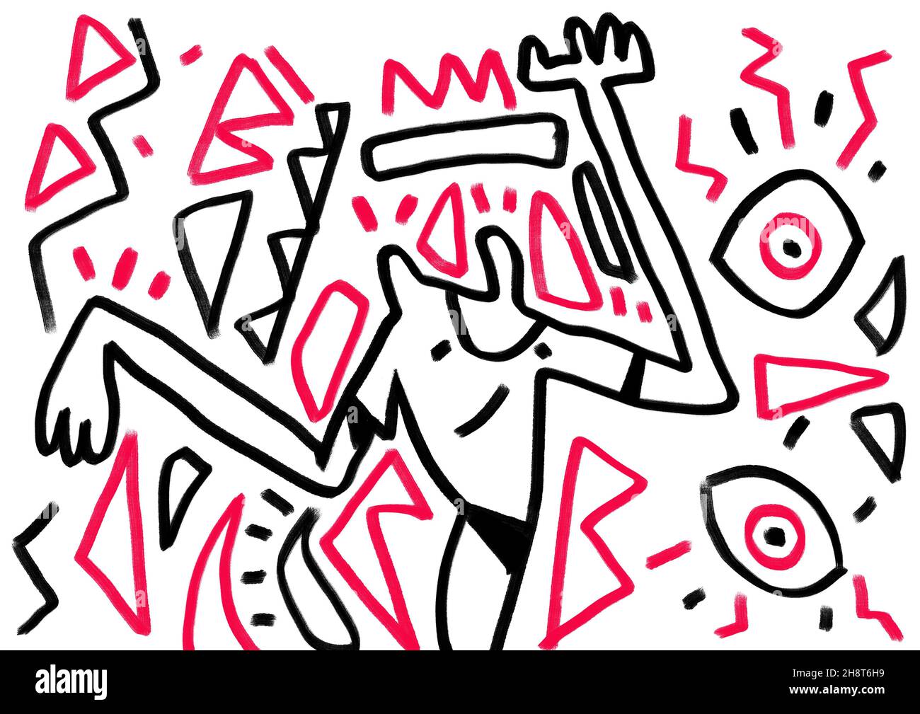 Inventive minimal people dancing and make fun, art with graffiti ...