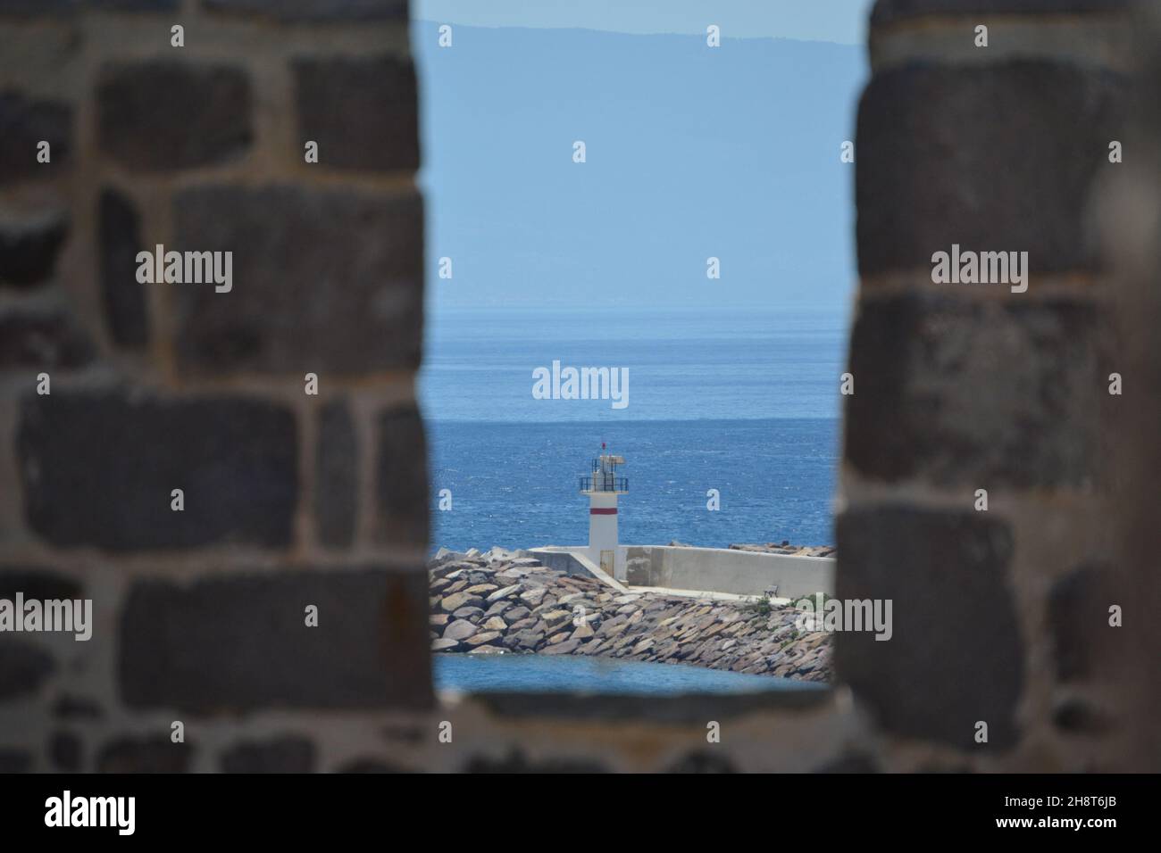Lighthouse, breakwater lighthouse view from fortress Stock Photo - Alamy