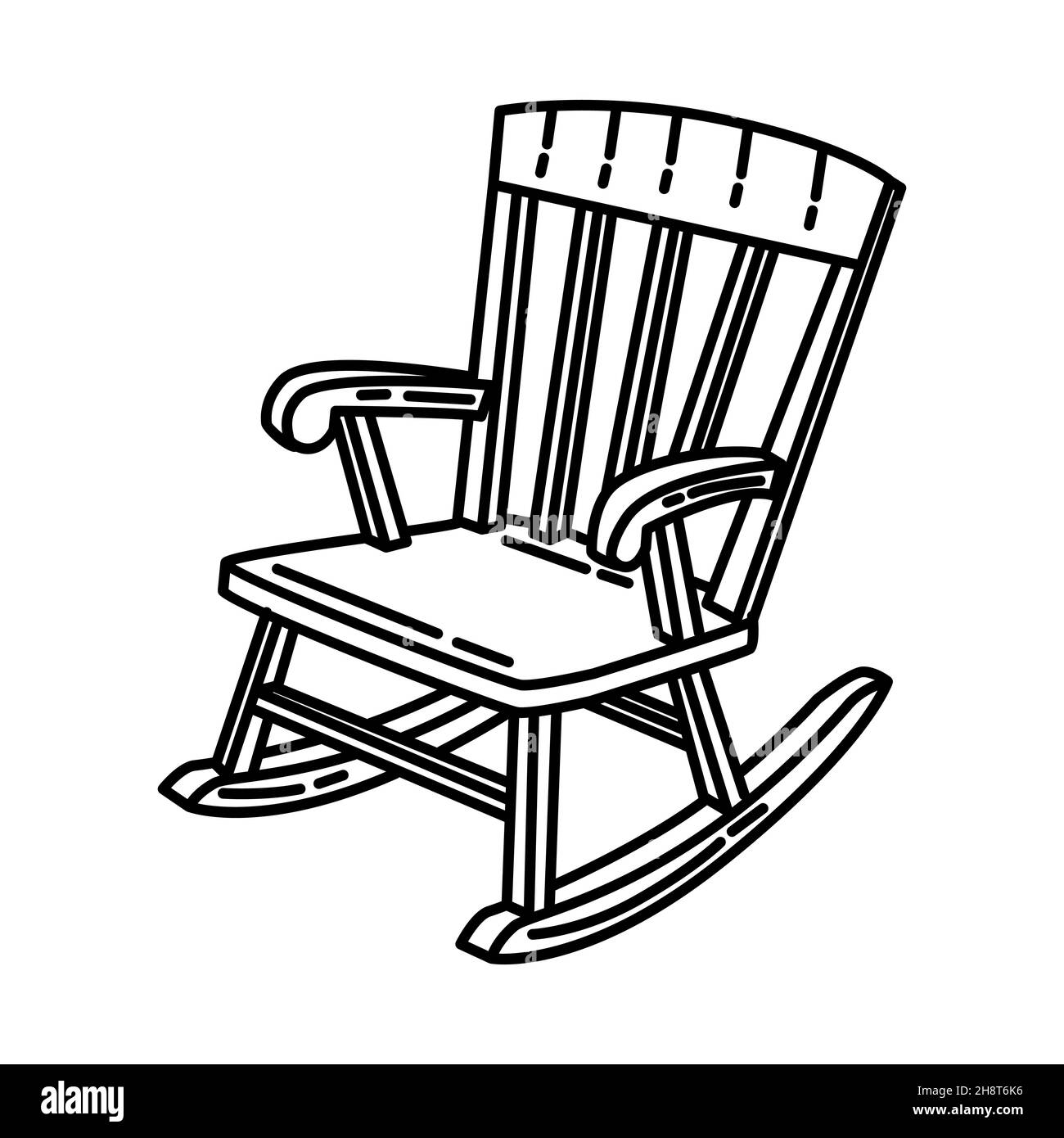 Rocking Chair Part of Furniture and Home Tools Design Hand Drawn Icon ...