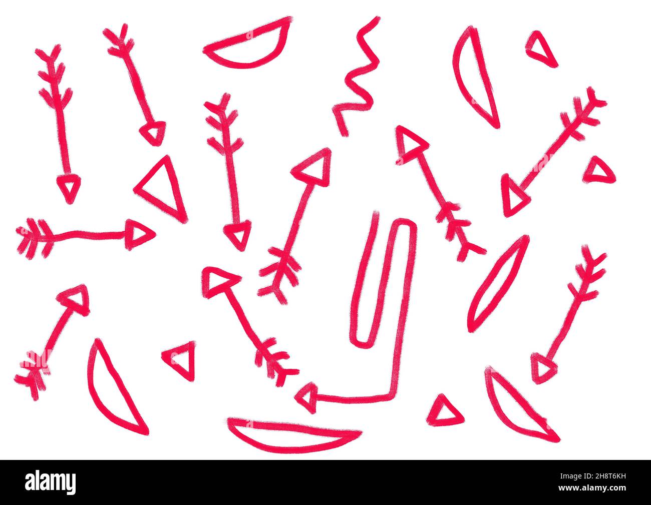 Doodle abstract minimal bow and arrow, art with graffiti. Memphis ...