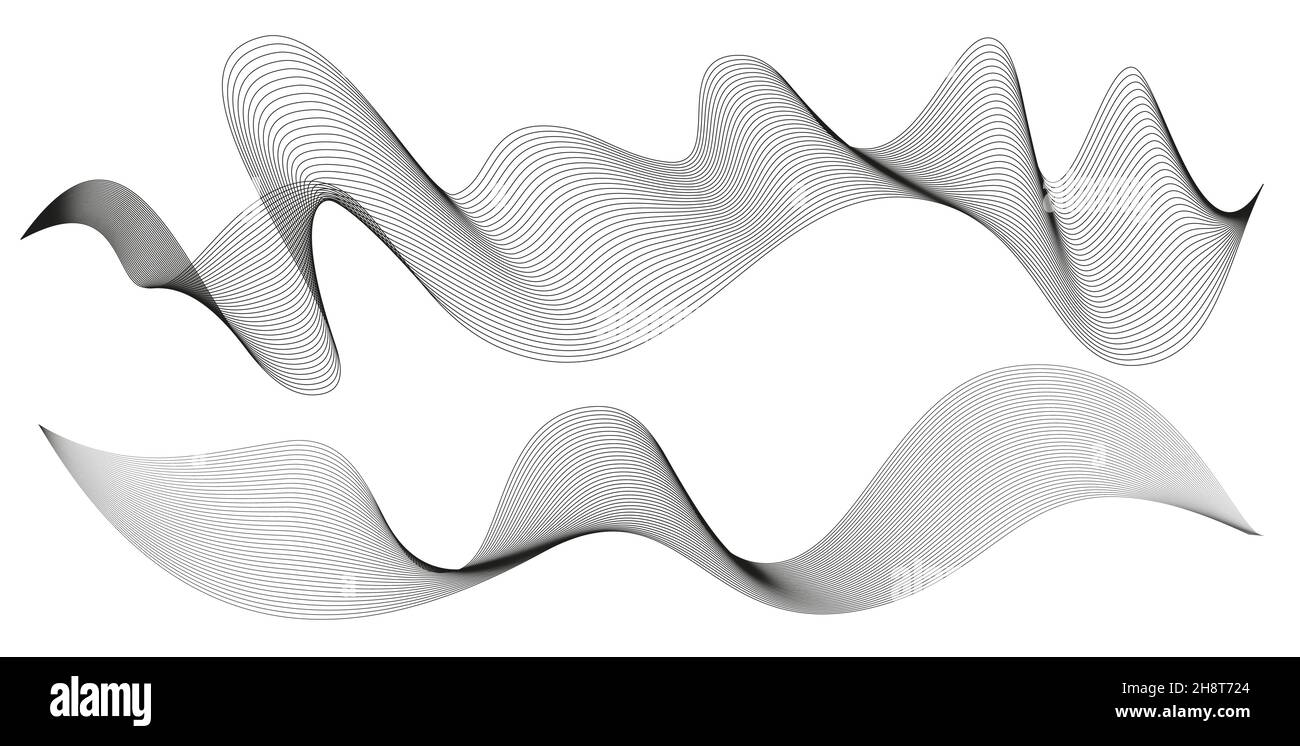 Wavy abstract stripes. Curved line vector elements for music design ...