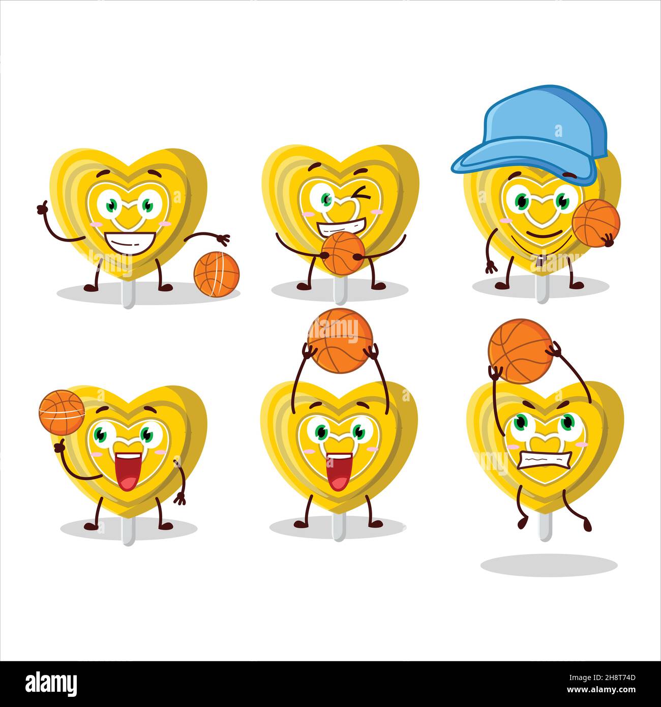 Talented yellow love candy cartoon character as a basketball athlete ...