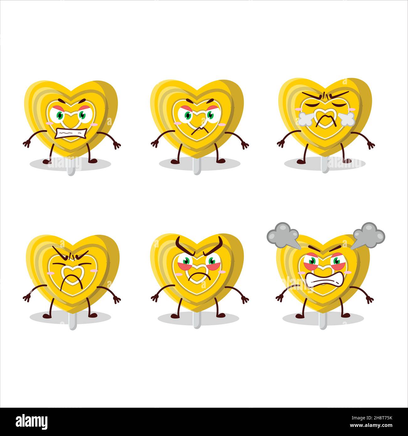 Yellow love candy cartoon character with various angry expressions ...