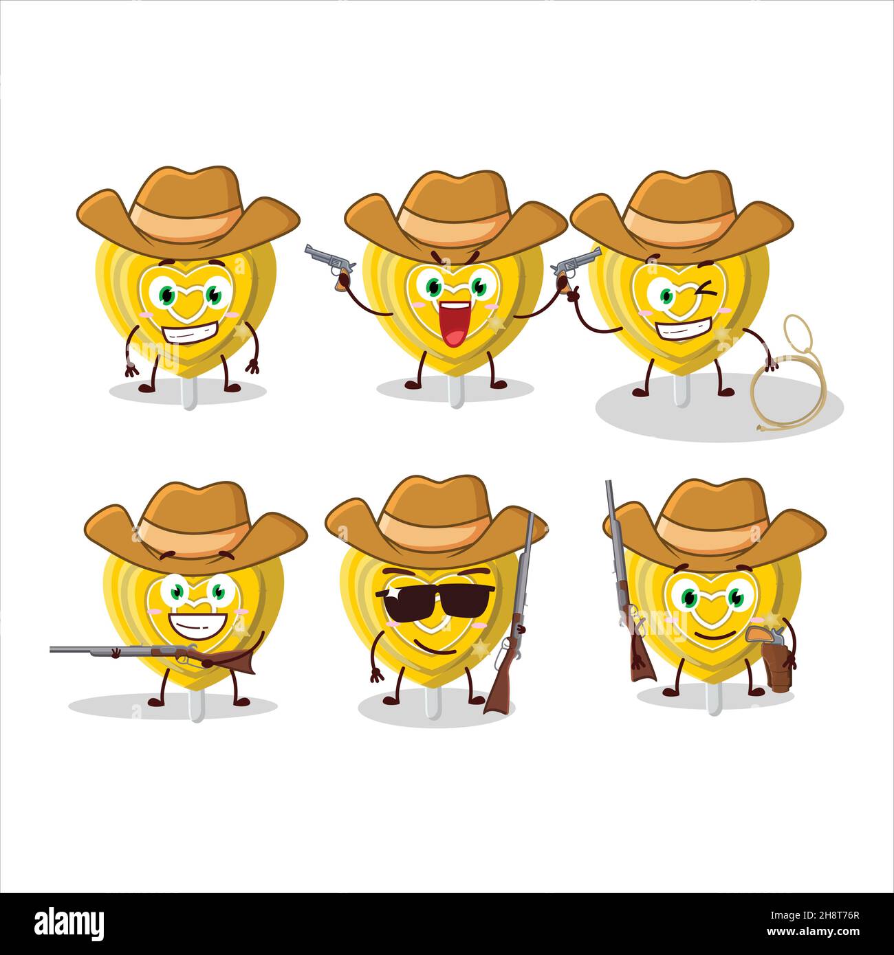 Cool cowboy yellow love candy cartoon character with a cute hat. Vector ...