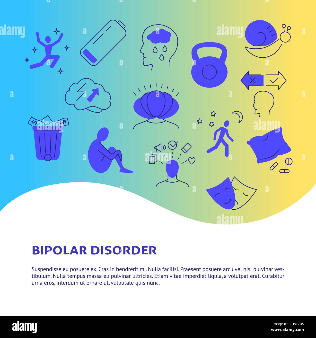 Bipolar disorder symptoms banner with place for text. Mood disorder ...