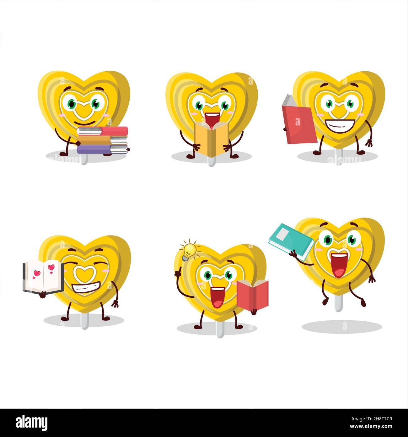 A picture of yellow love candy cartoon character concept reading an ...