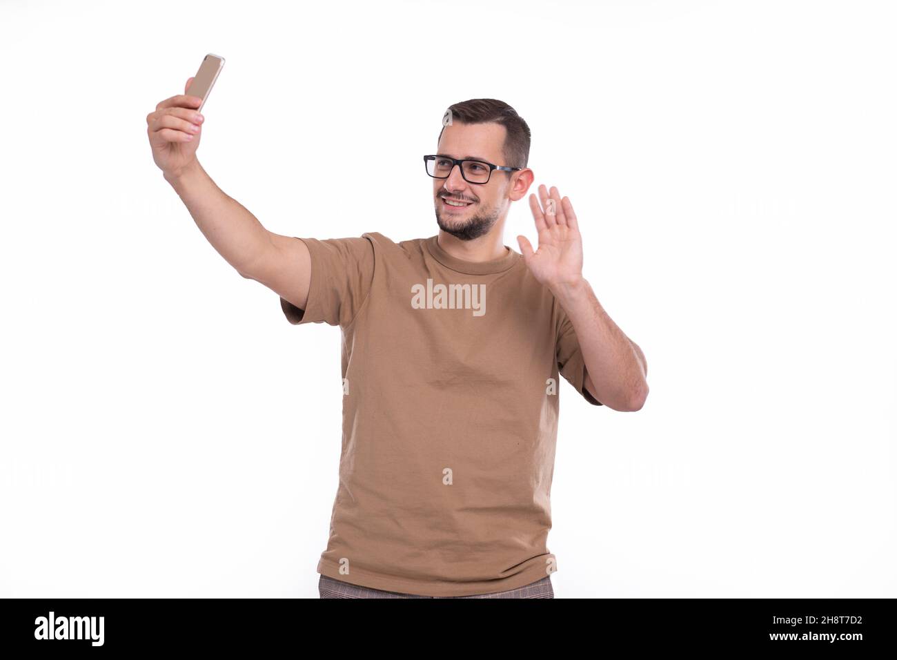 Man Having Video Call on Phone Isolated. Man Video Call. Man Using ...