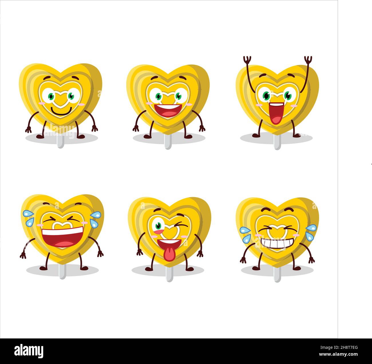 Cartoon character of yellow love candy with smile expression. Vector ...