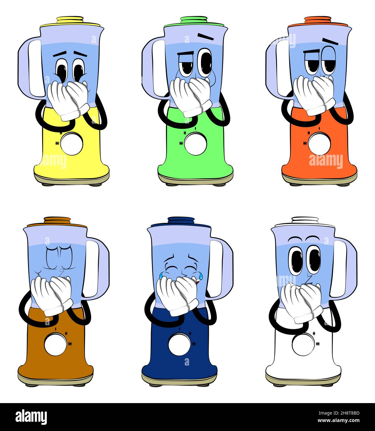 Food Blender with hands over mouth as a cartoon character with face ...
