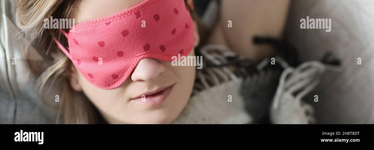 Woman sleeping bed happy eye mask hi-res stock photography and images ...