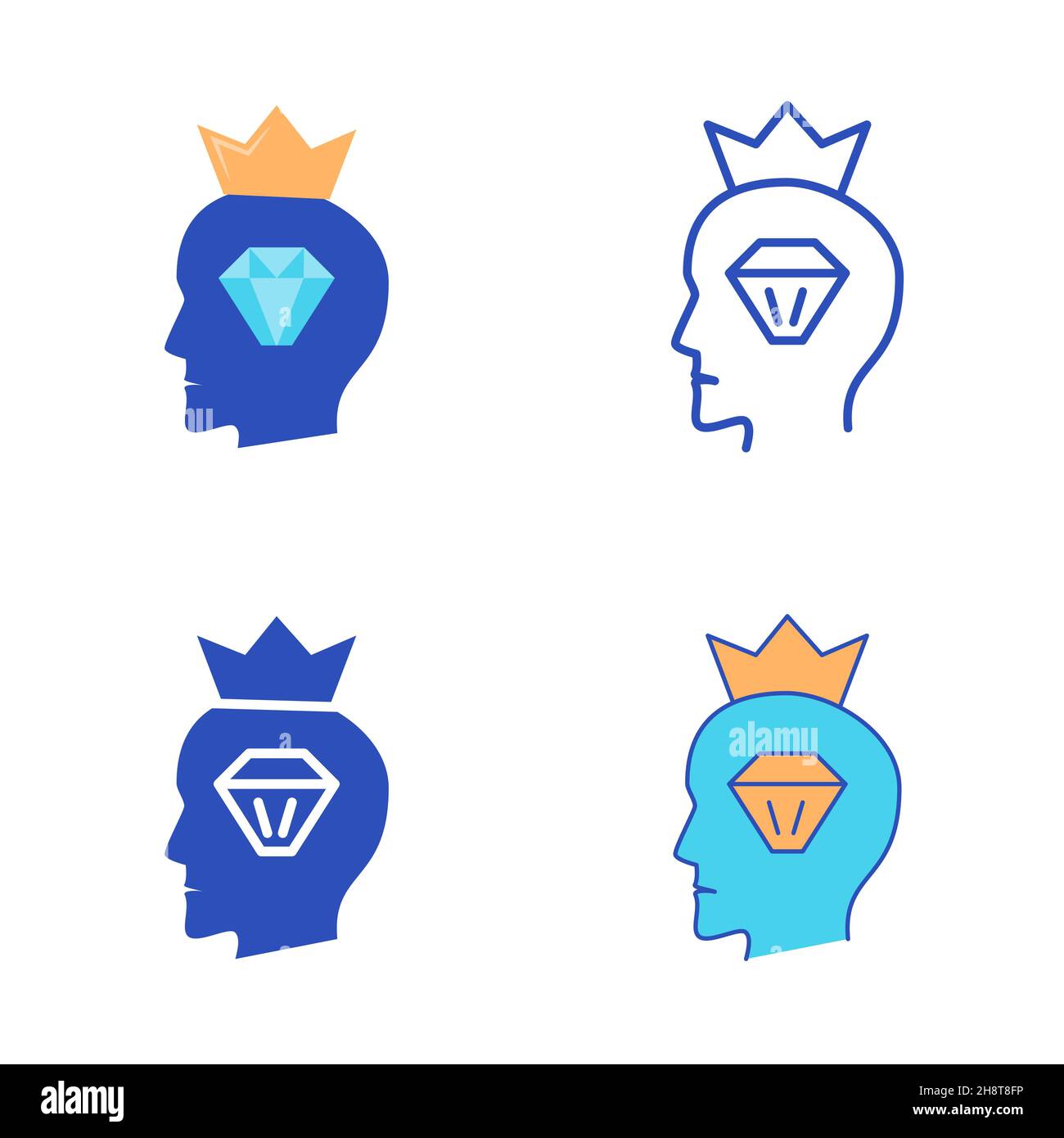 Narcissistic personality disorder icon set in flat and line style ...