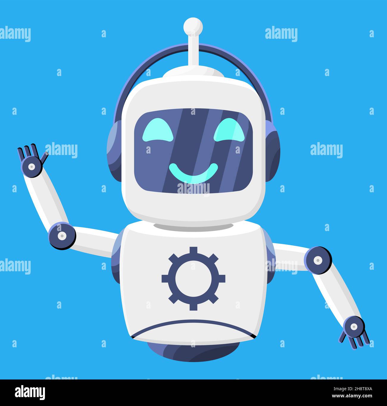 Happy Smiling Robot with Isolated Stock Vector Image & Art - Alamy