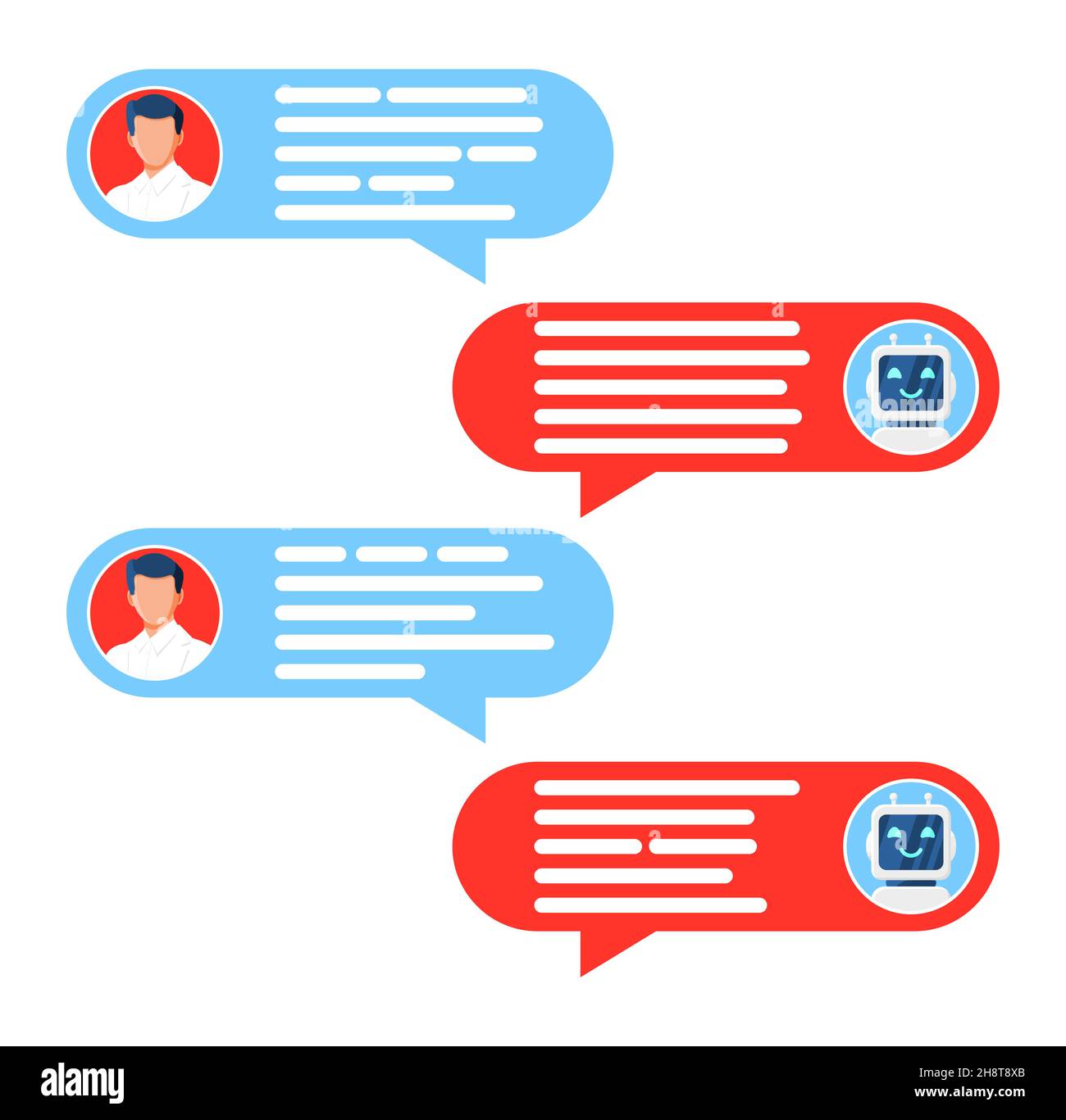 Chatting Bubbles with Chat Bot Robot Isolated Stock Vector Image & Art ...