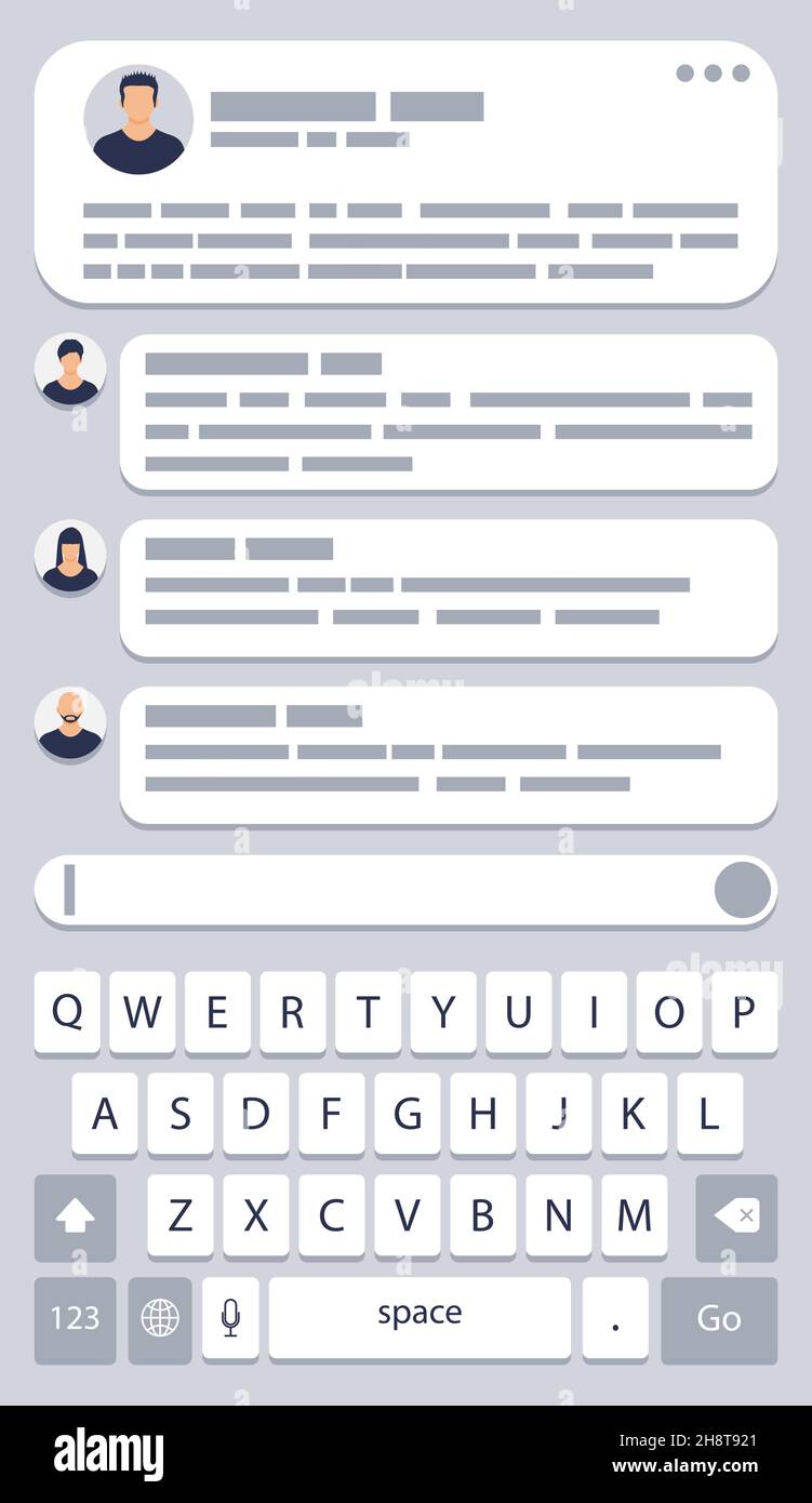 Mobile Messaging App Page with Keyboard Stock Vector Image & Art - Alamy