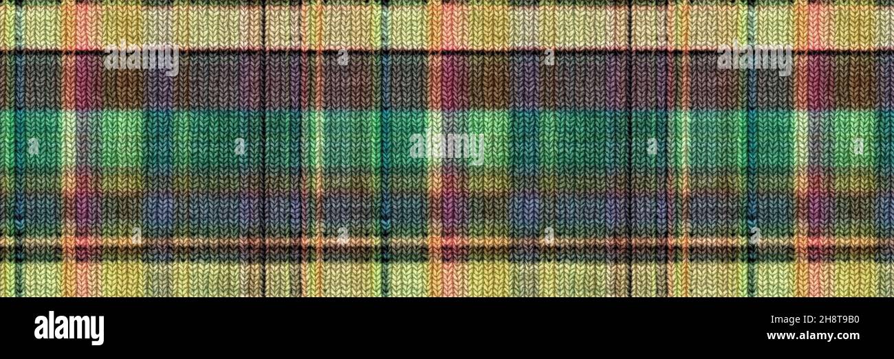 Classic winter tartan knit wool plaid seamless edging border. Retro ...