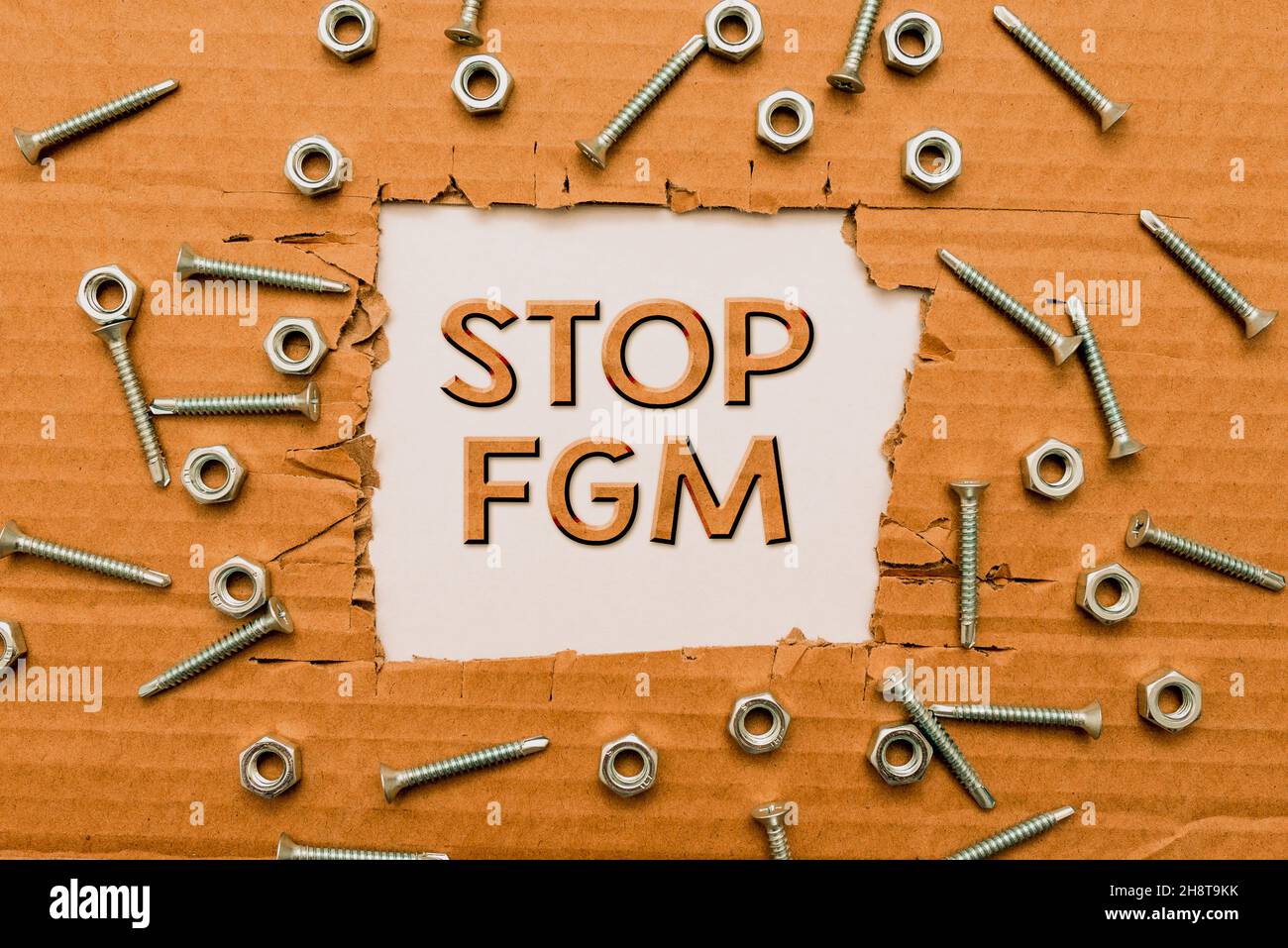 Hand writing sign Stop Fgm. Business overview Put an end on genital ...