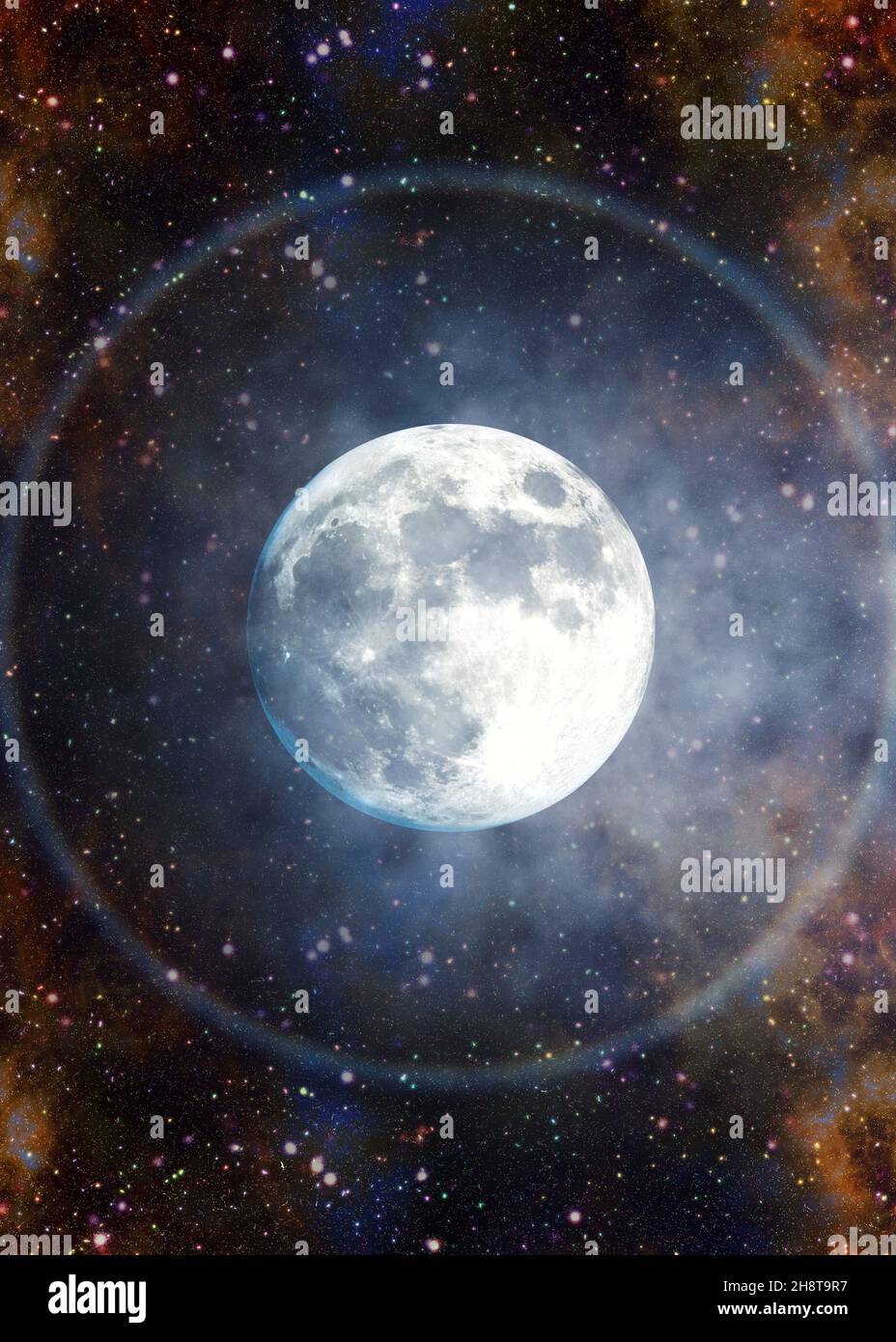 3D Full moon over starry space background, elements for this image ...