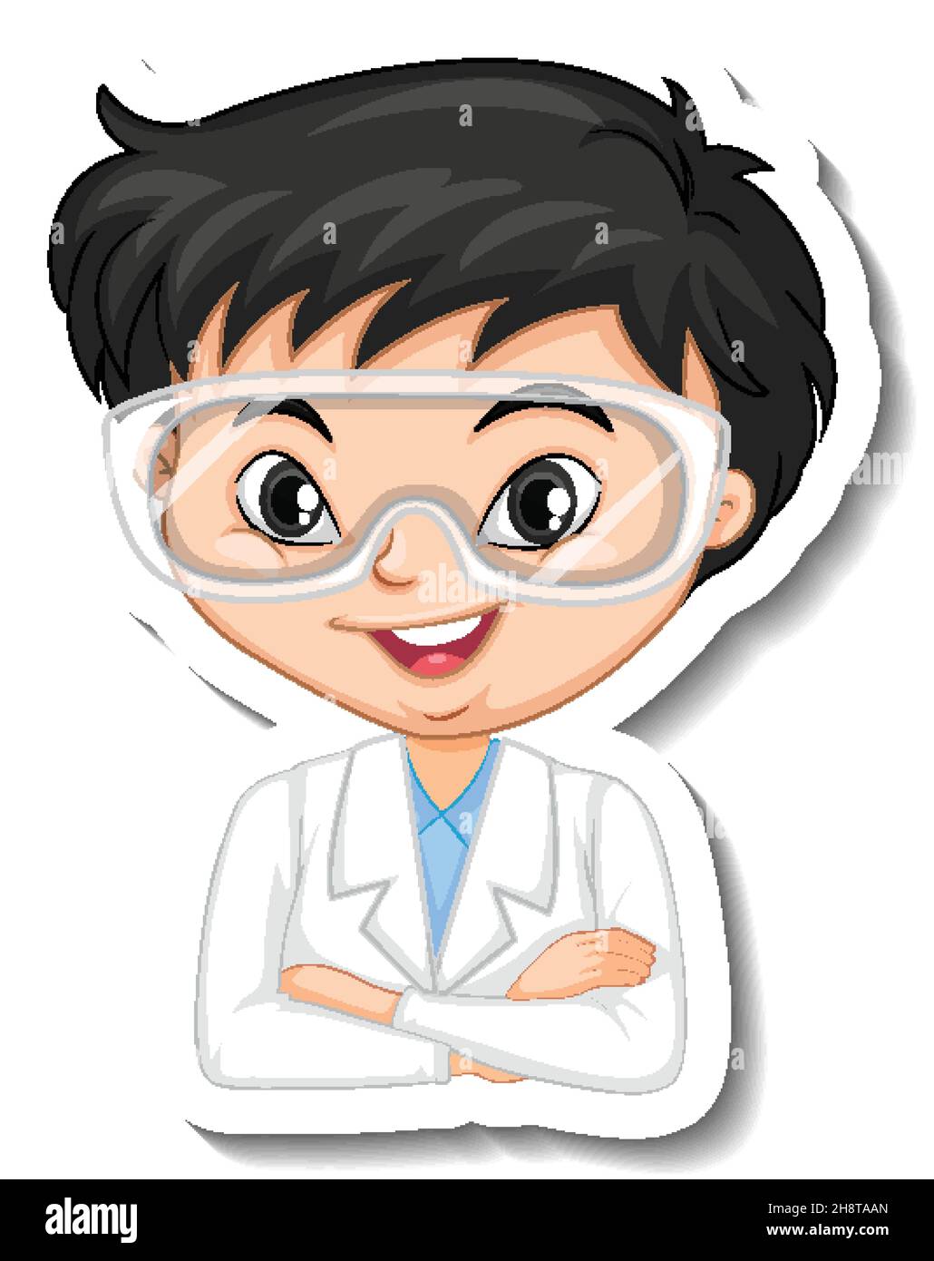 Scientist boy sticker on white background illustration Stock Vector ...