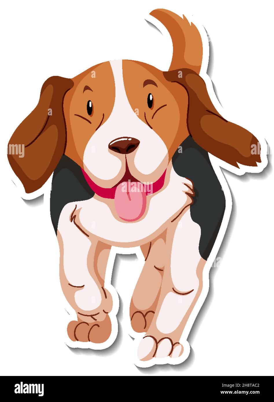 A sticker template of dog cartoon character illustration Stock Vector ...