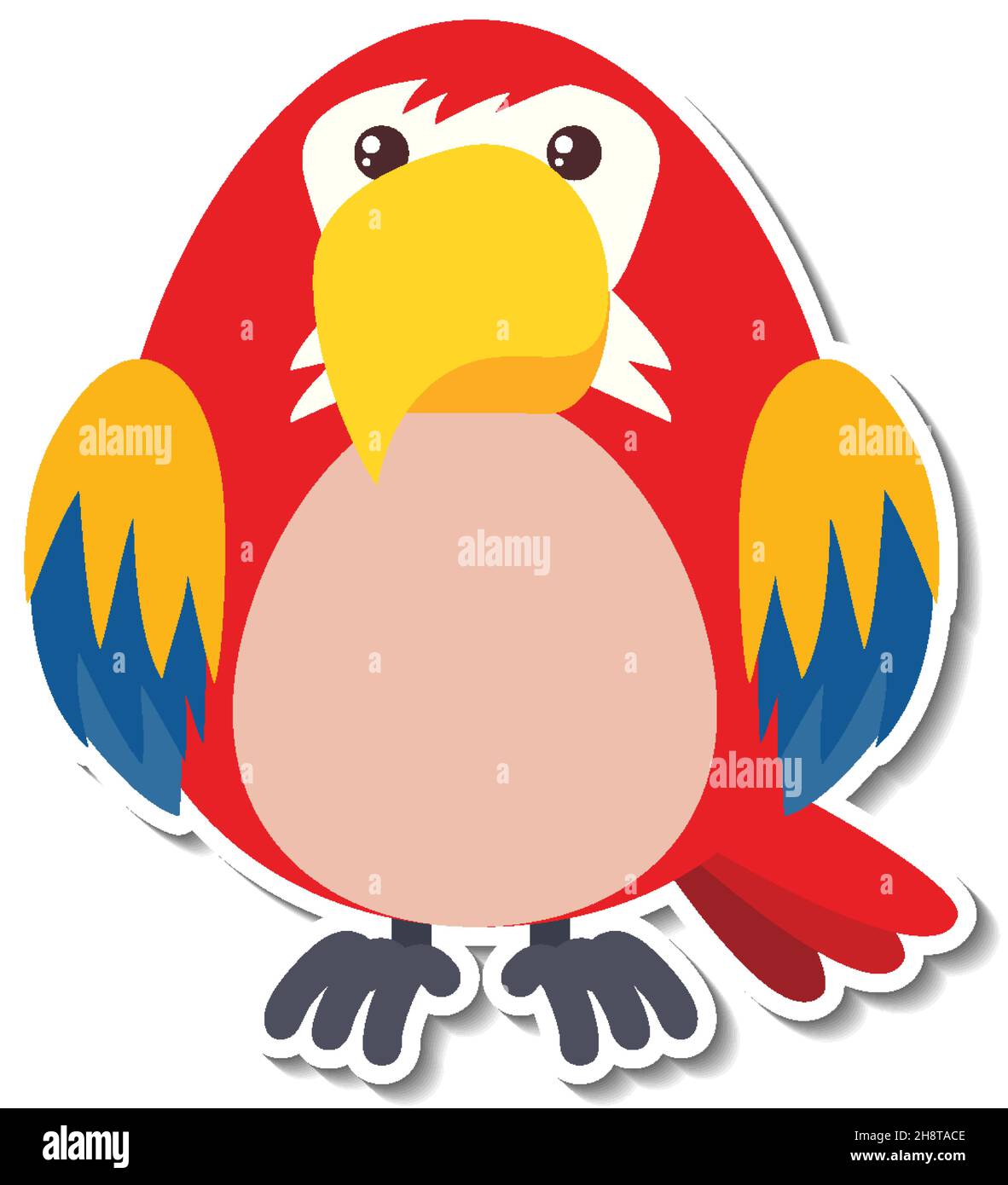 Chubby parrot bird animal cartoon sticker illustration Stock Vector ...