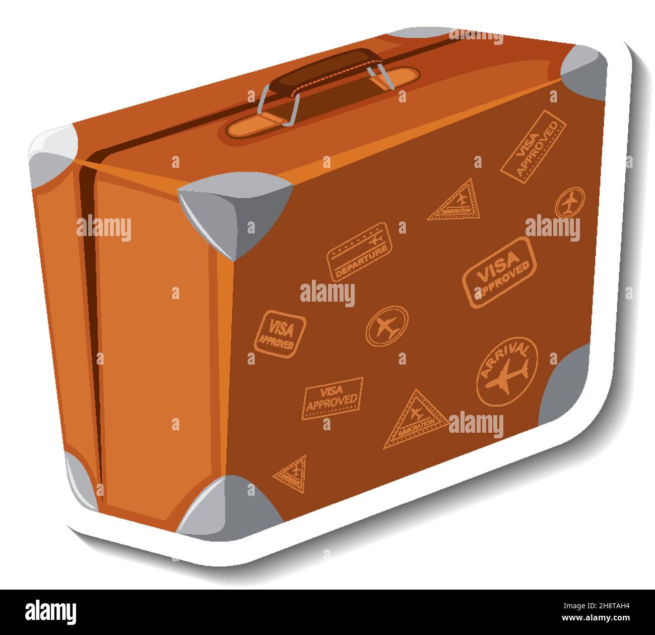 Leather suitcase cartoon sticker illustration Stock Vector Image & Art ...