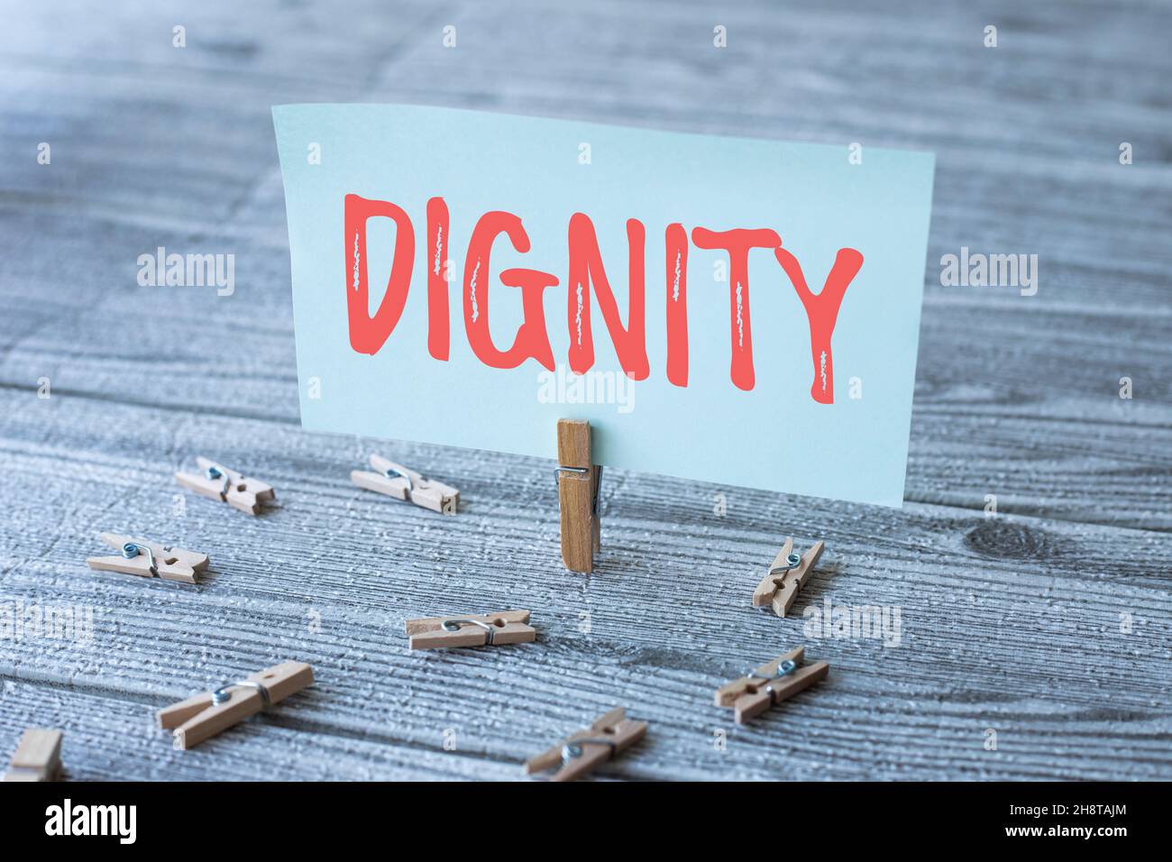 Conceptual caption Dignity. Business concept Quality Being worthy of ...
