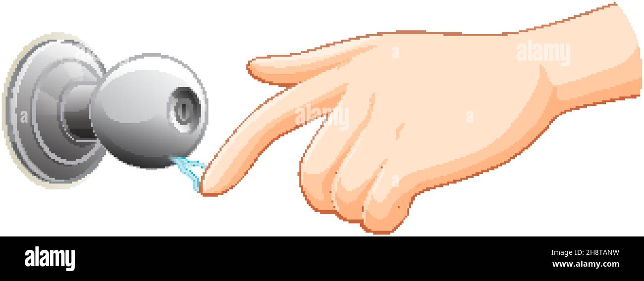 Hand with door knob on white background illustration Stock Vector Image ...