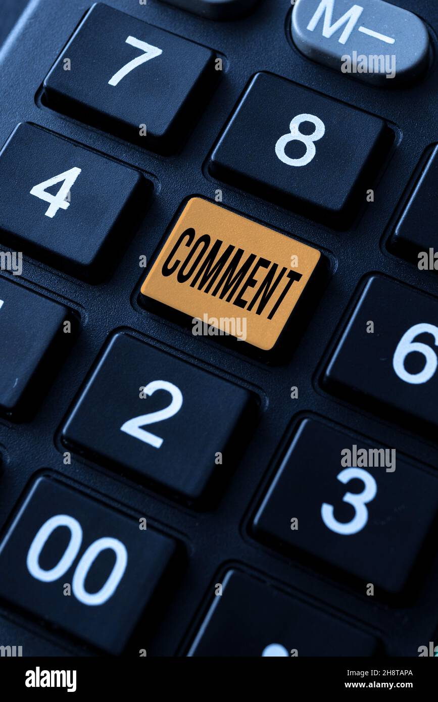 Writing displaying text Comment. Conceptual photo Verbal Written remark ...