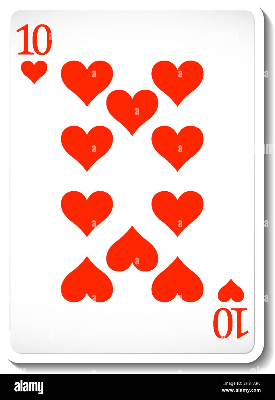Ten of Hearts Playing Card Isolated illustration Stock Vector Image ...