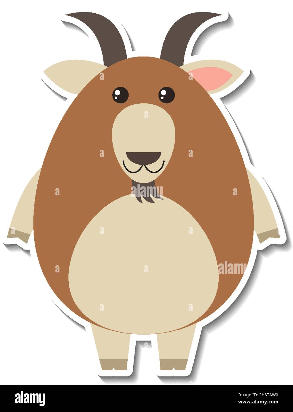 Chubby goat animal cartoon sticker illustration Stock Vector Image ...