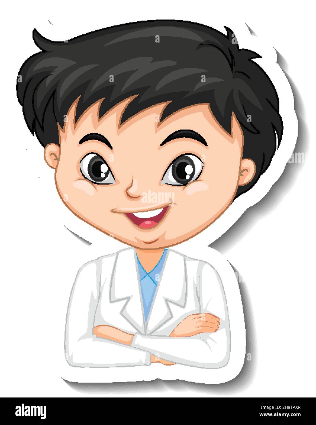 Scientist boy sticker on white background illustration Stock Vector ...