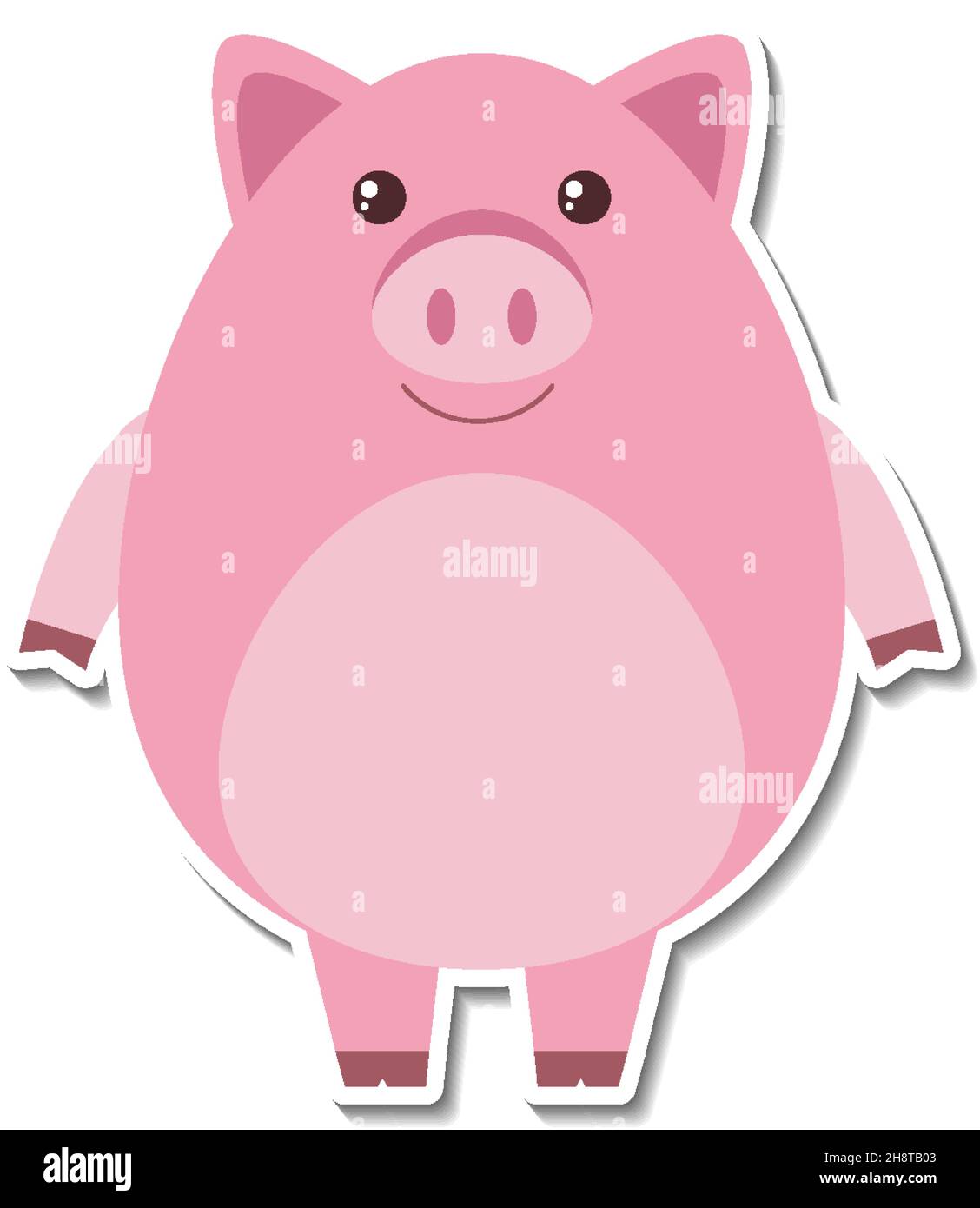 Chubby pig farm animal cartoon sticker illustration Stock Vector Image ...