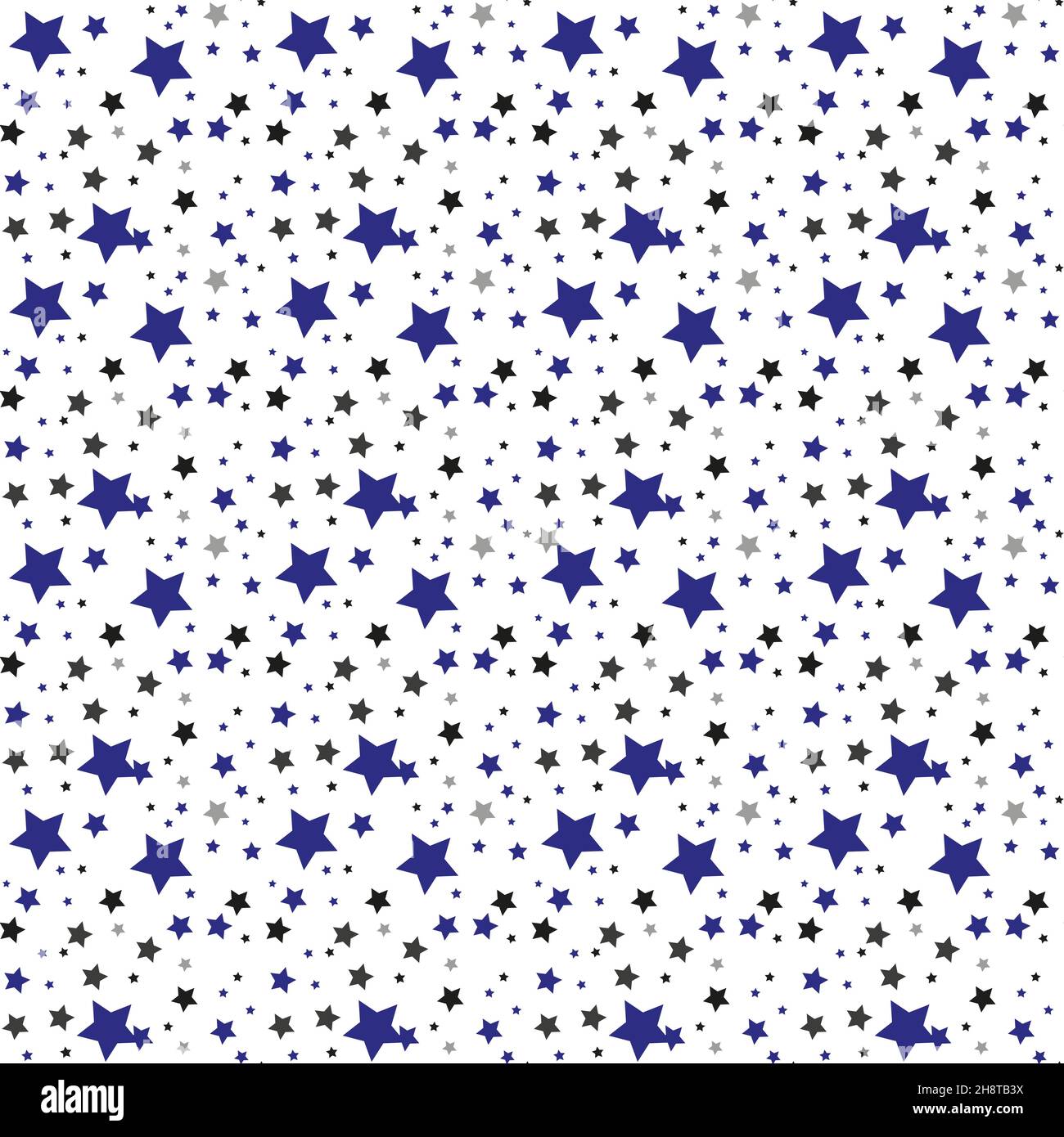 Seamless pattern with blue stars on a white background. Vector ...
