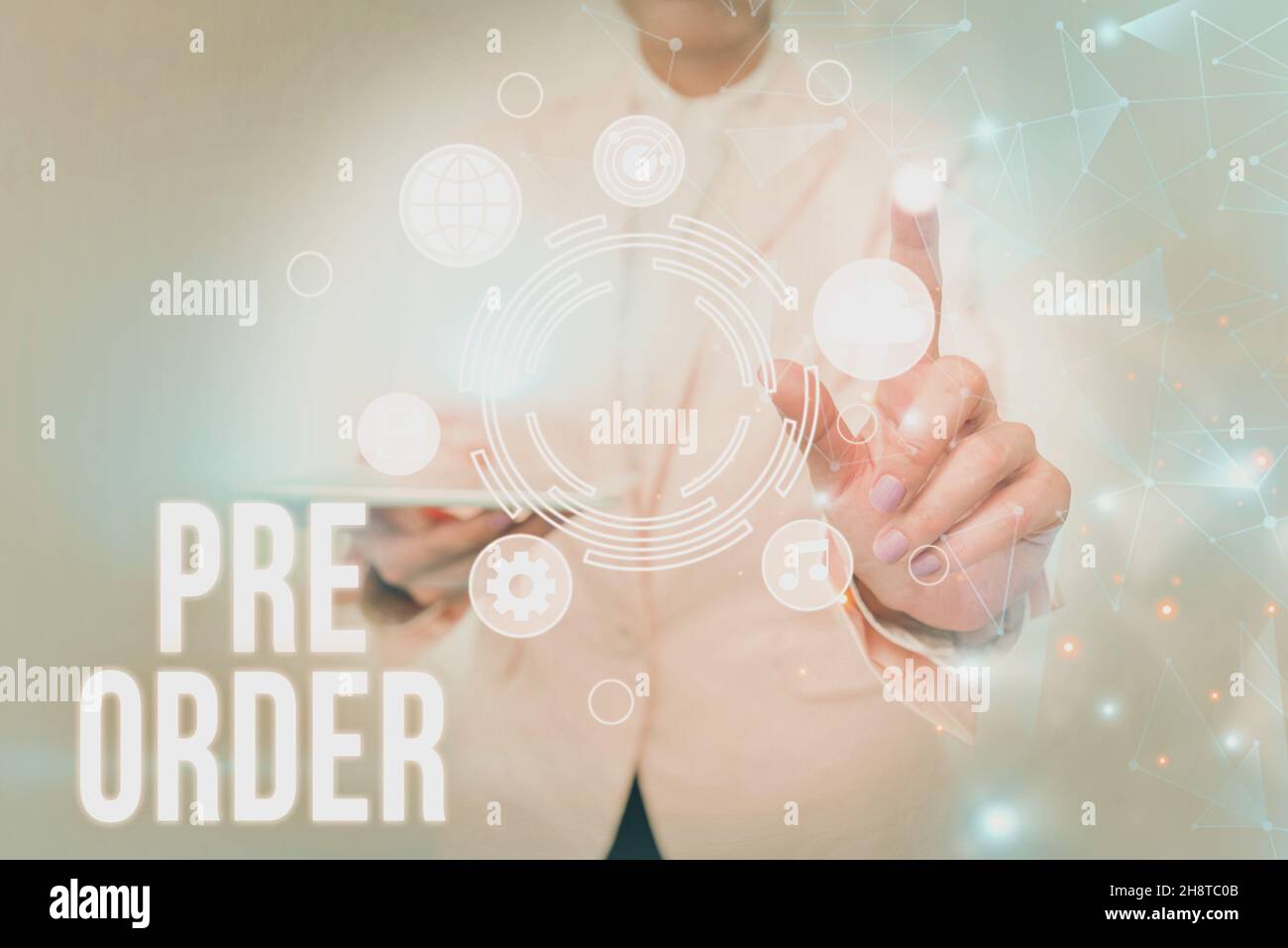 Sign displaying Pre Order. Business overview an order for a product ...