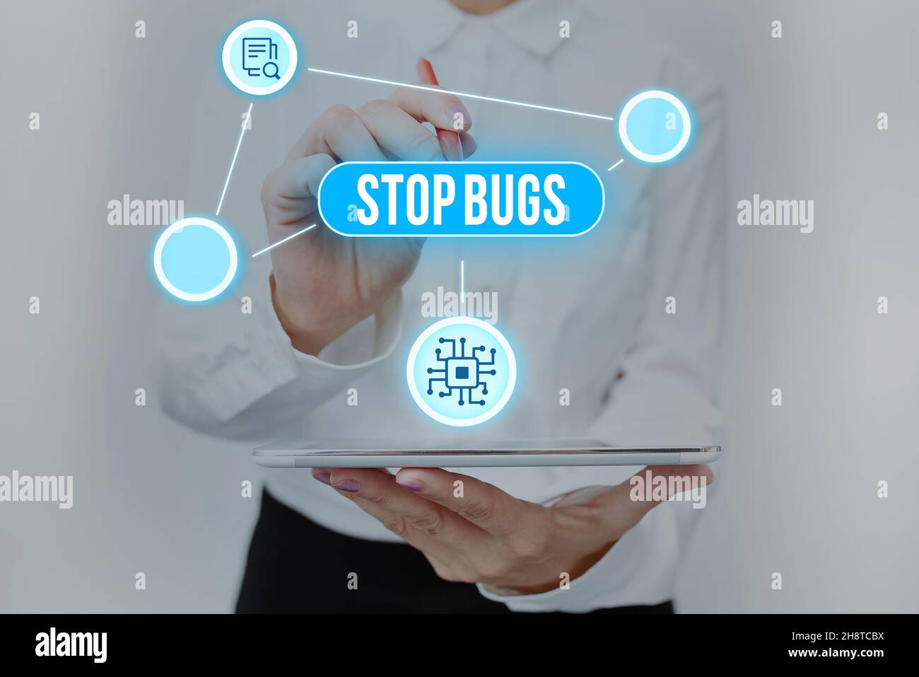 Text sign showing Stop Bugs. Business idea Get rid an insect or similar ...