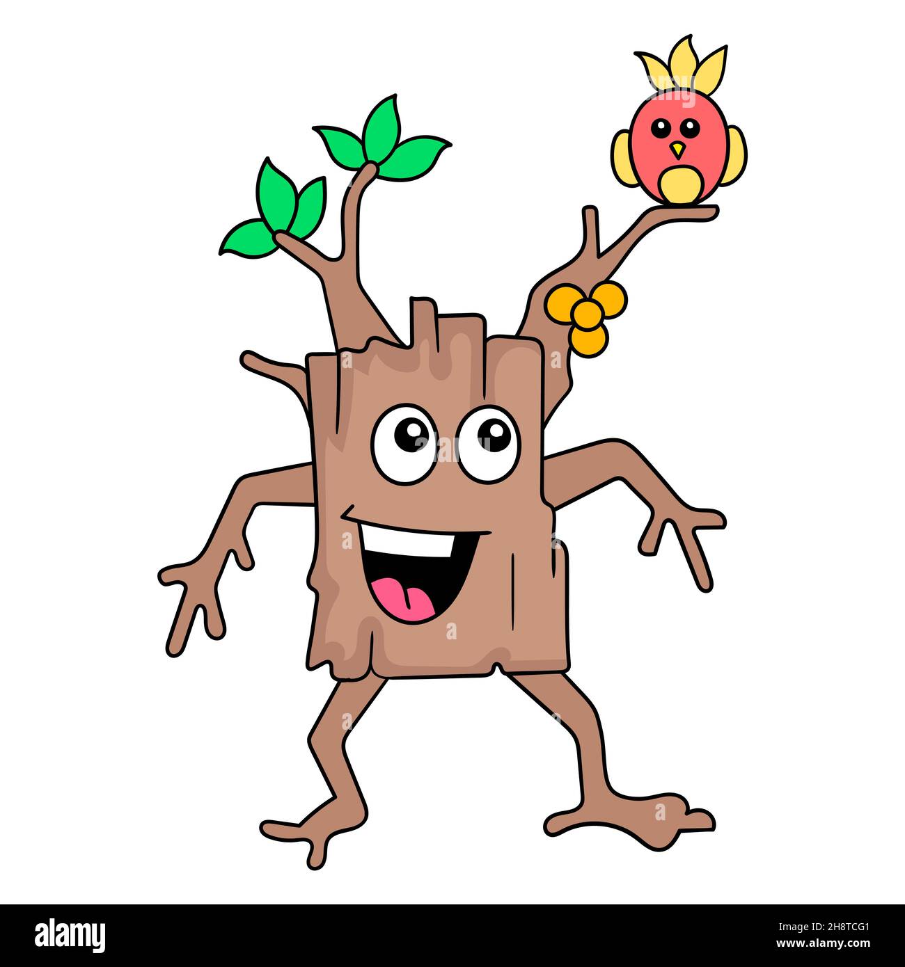 tree trunks are celebrating a beautiful spring, vector illustration art ...