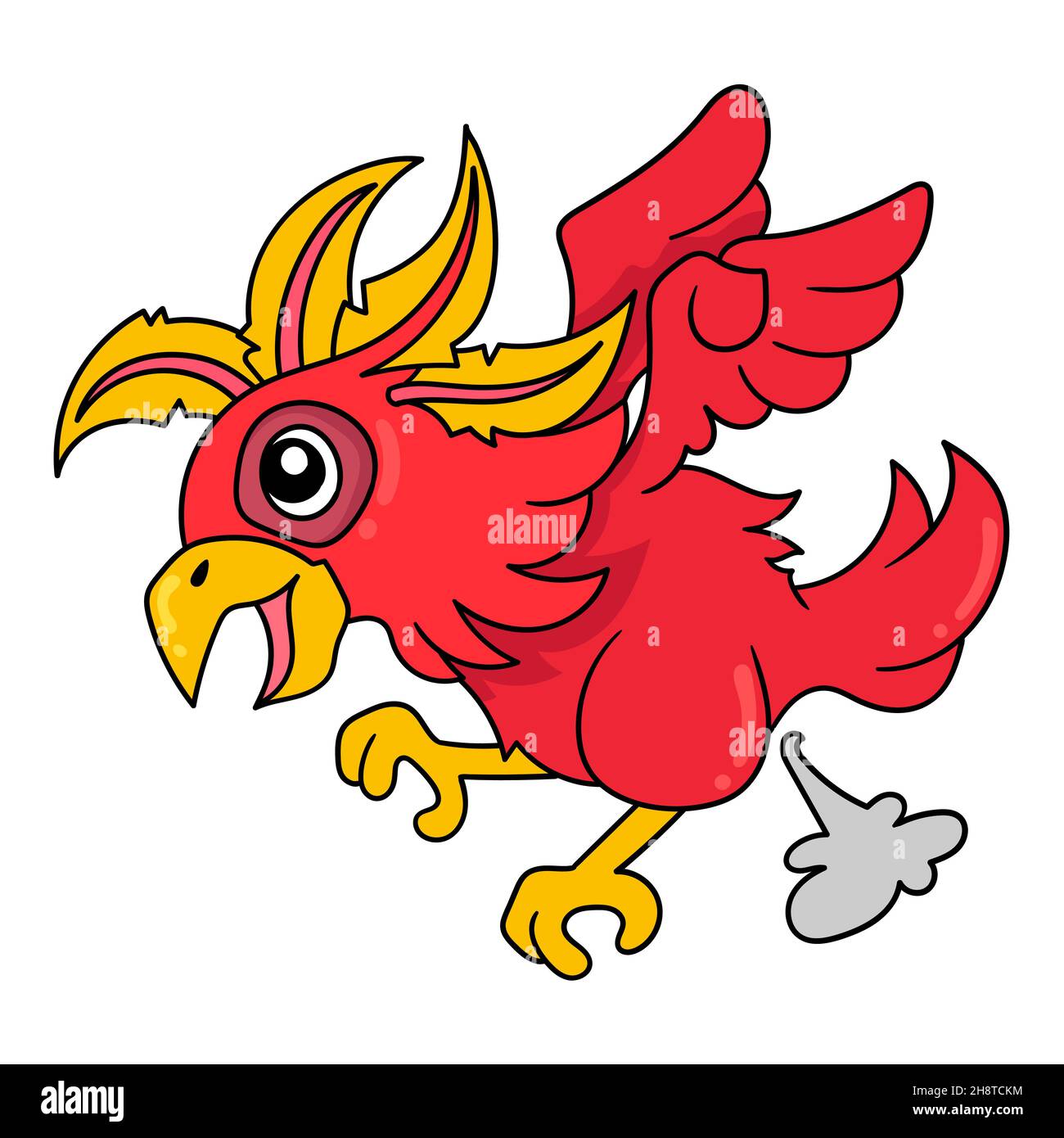 beautiful red phoenix, vector illustration art. doodle icon image ...