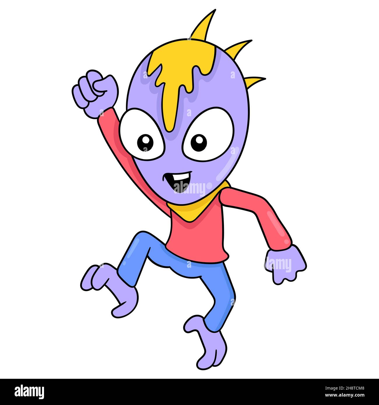 aliens are jumping for joy, vector illustration art. doodle icon image ...