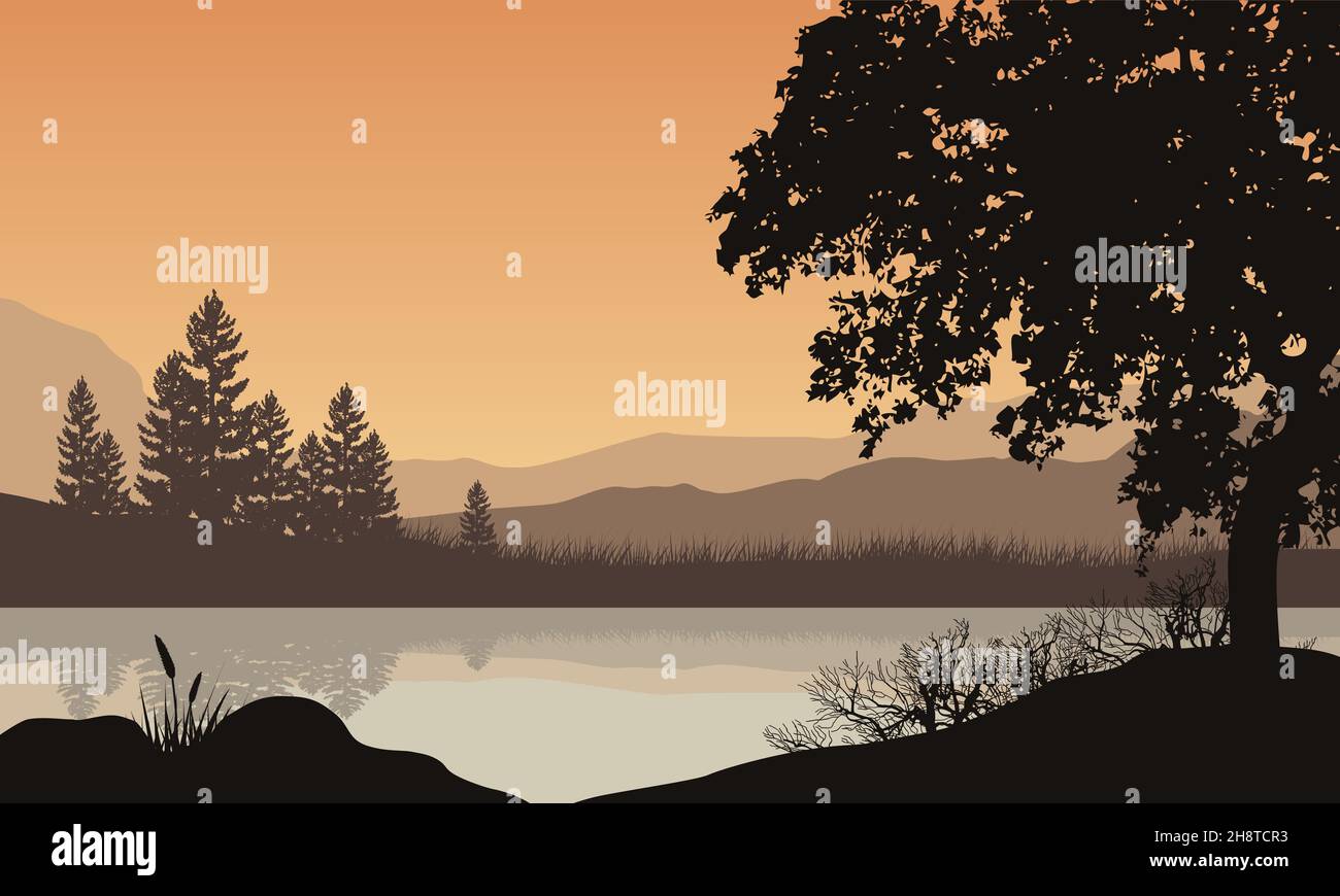 Lakeside view Stock Vector Images - Alamy