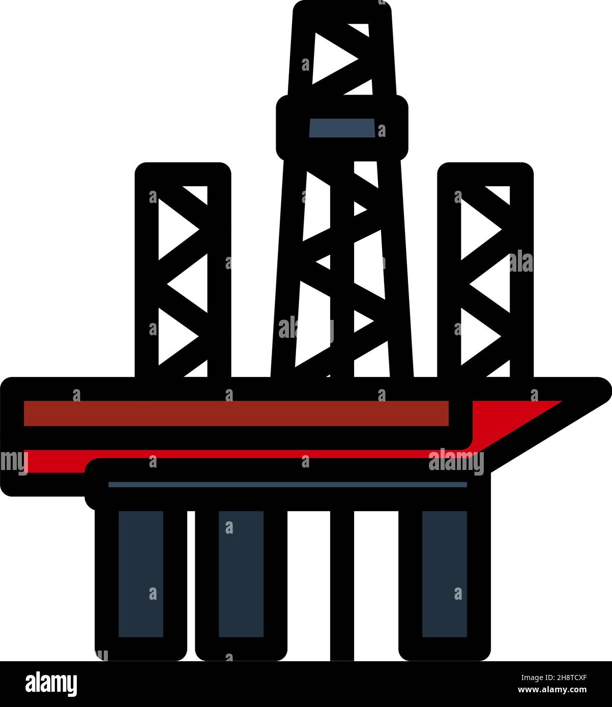 Oil Sea Platform Icon. Editable Bold Outline With Color Fill Design ...